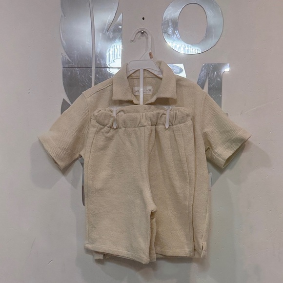 Zara | Matching Sets | Zara Beige Short Sleeve Set | Poshmark